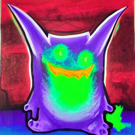 Gengar, bright, neon, psychedelic painting | OpenArt