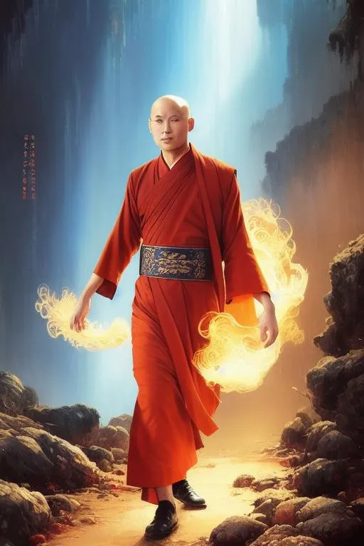 Young dungeons and dragons monk fighting multiple at...