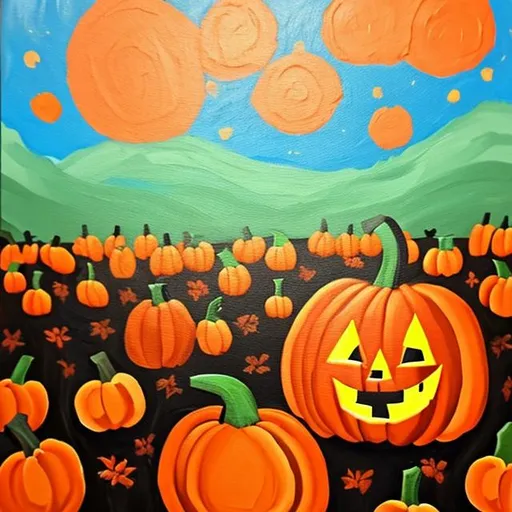 Create a Pumpkin patch painting in the style of Tod... | OpenArt