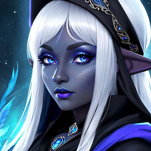 Woman, pathfinder, drow, dark elf, witch, stunning,...
