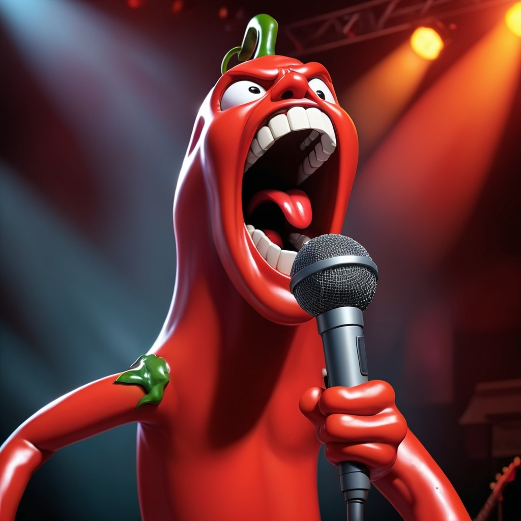 Stage background, music theme, Chili pepper singing...
