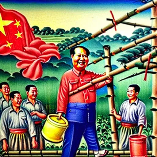 1960s Chinese propaganda poster of a smiling Mao Zed... | OpenArt