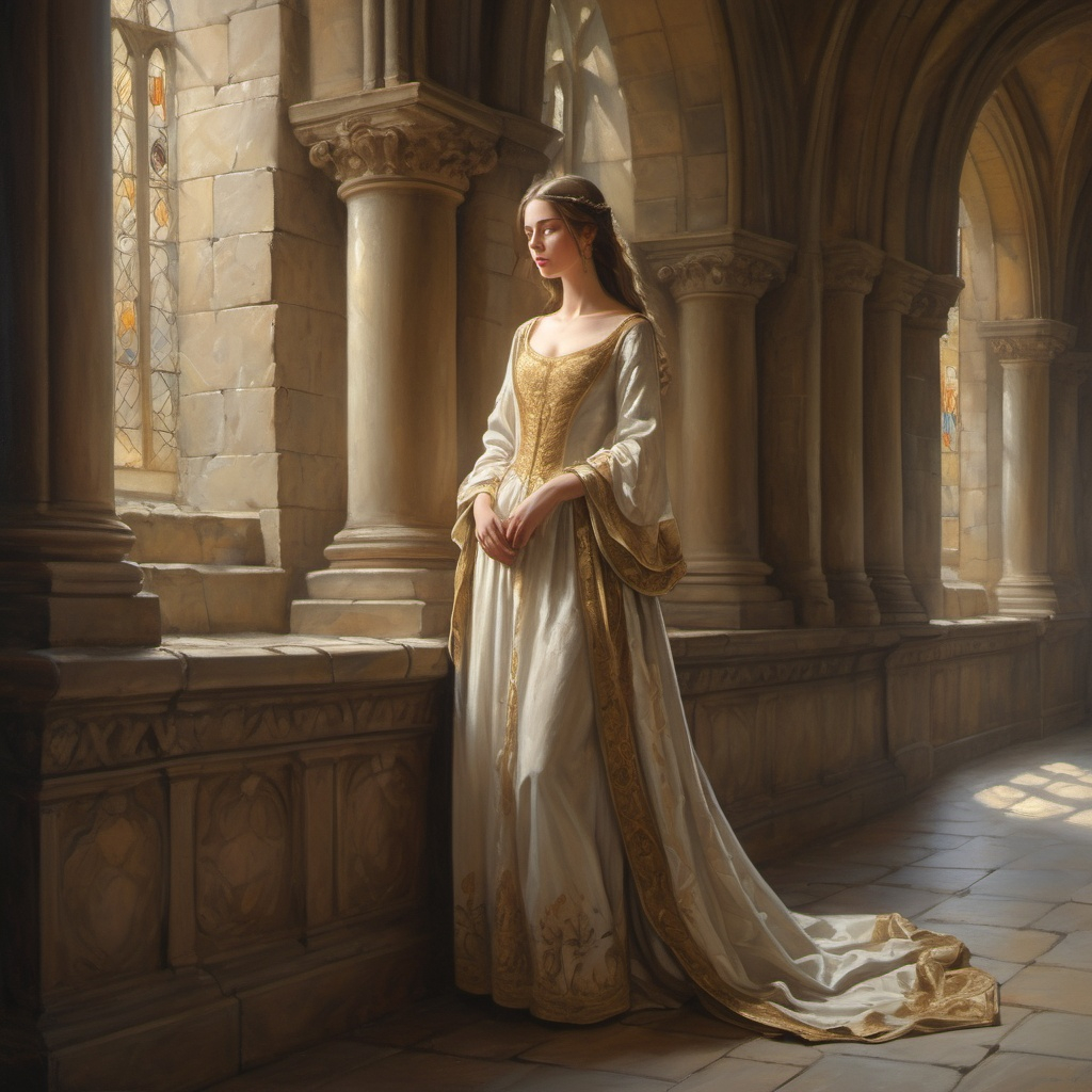 a medieval lady in an abbaye during medieval times