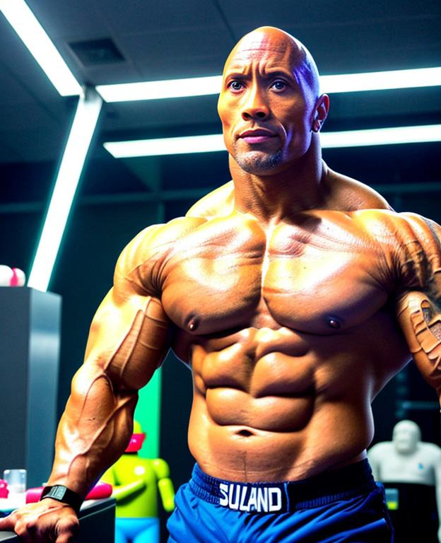 (medium shot photo) of a Dwayne Johnson bodybuilder... | OpenArt