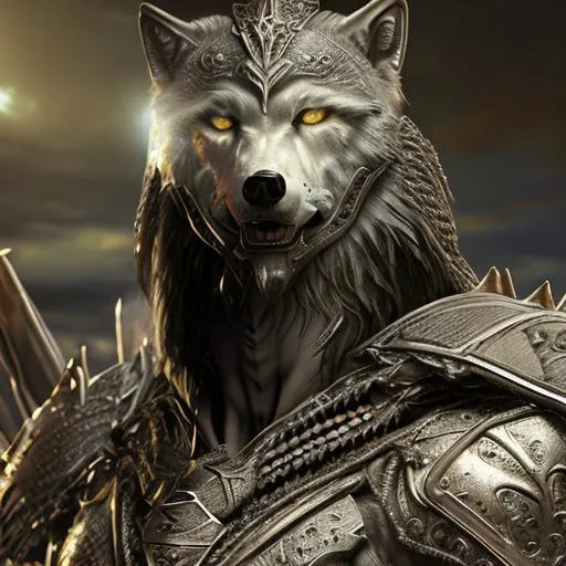 Anthropomorphic majestic wolf knight,battle, finely... | OpenArt