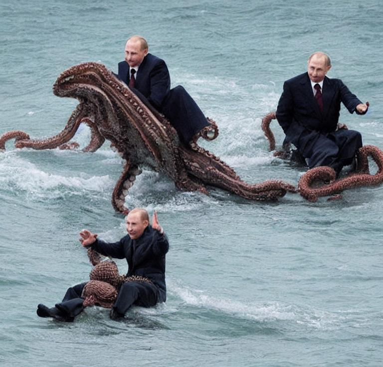 Vladimir Putin riding an octopus | OpenArt