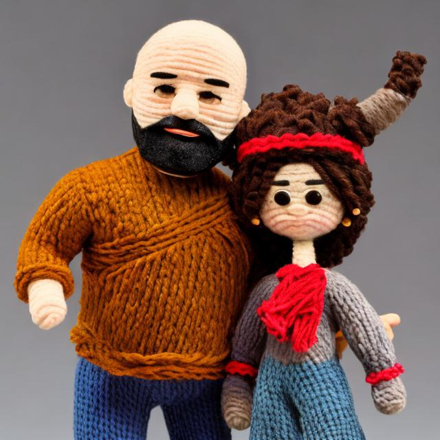 bearded bald man toy figure doll with a beard made o...
