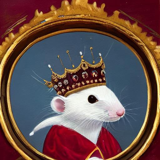 an expressive oil painting of a white rat wearing a...