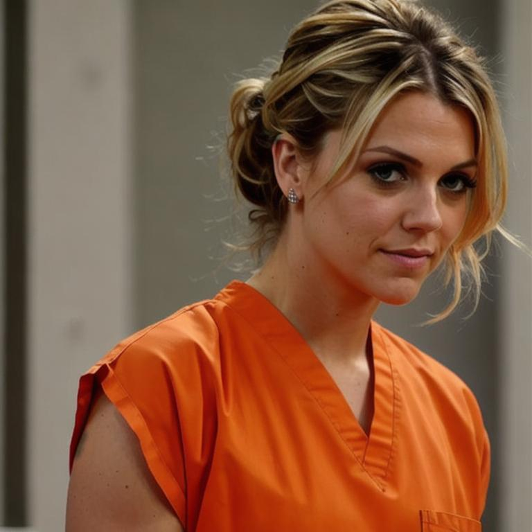 brit morgan in prison wearing orange scrubs prison u...