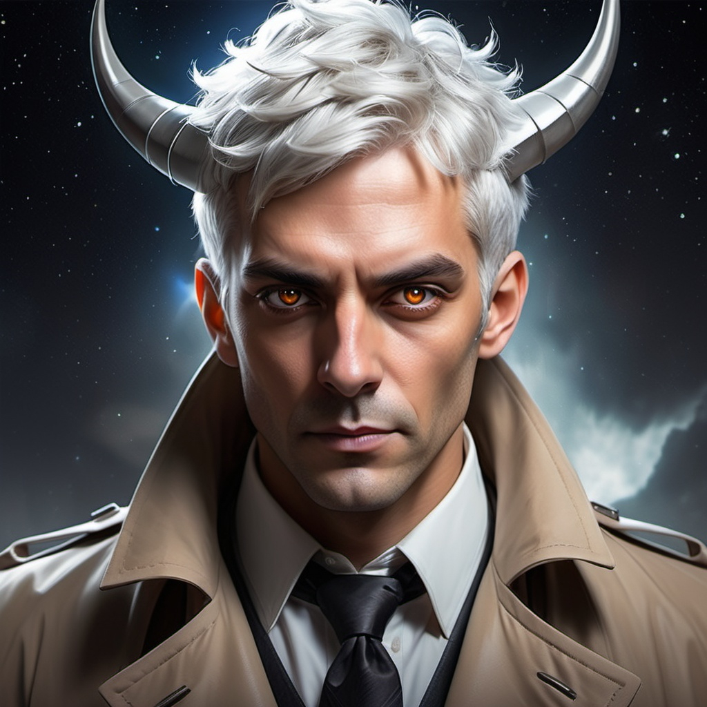 Epic Sci-fi protagonist portrait with trench coat an...