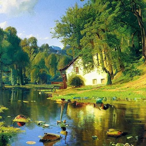 beautiful landscape by peder mork monsted, detailed