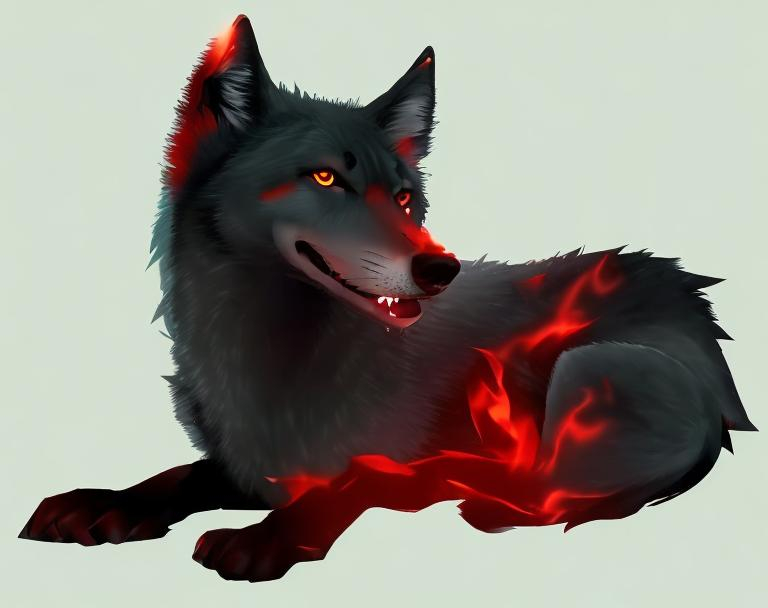 Red and Black wolf hyper cute aldut background Fire