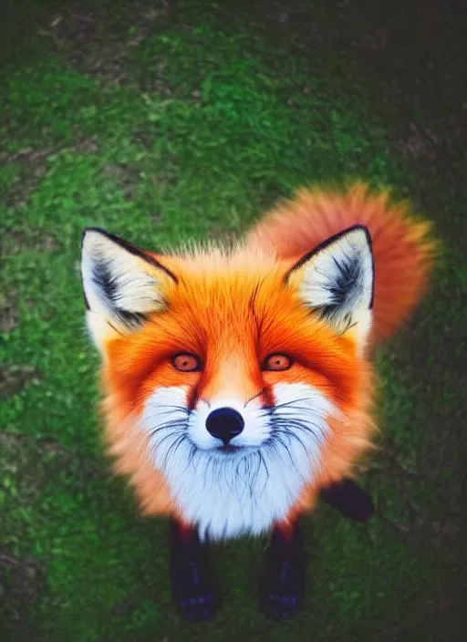 colour splash photo of a cute fluffy fox, big blue e... | OpenArt