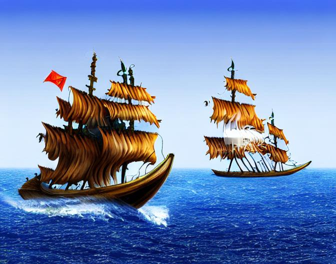 Dragon ship with dragon design sailing on black sea... | OpenArt