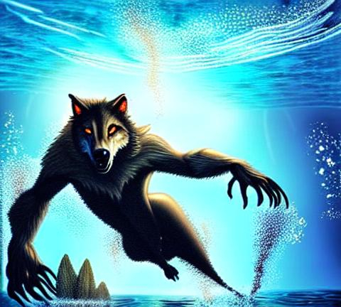 Werewolf swimming underwater | OpenArt