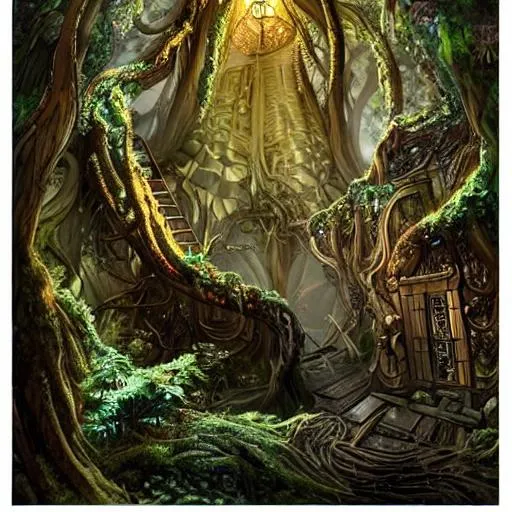 In the heart of an enchanted forest, hidden within t... | OpenArt