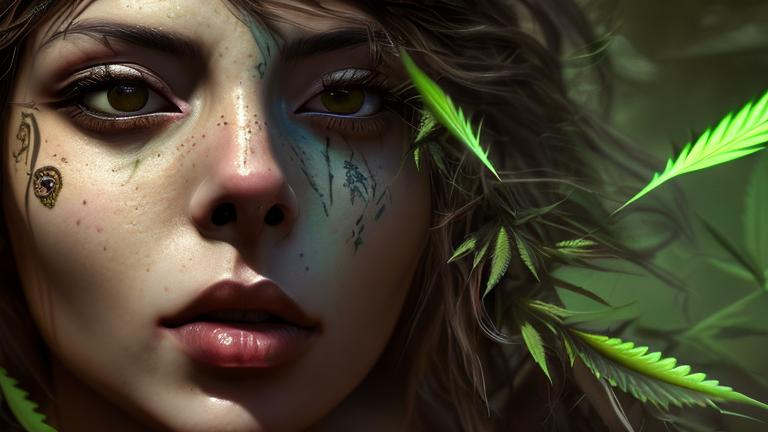 marijuana goddess detailed face hyper realistic extr...