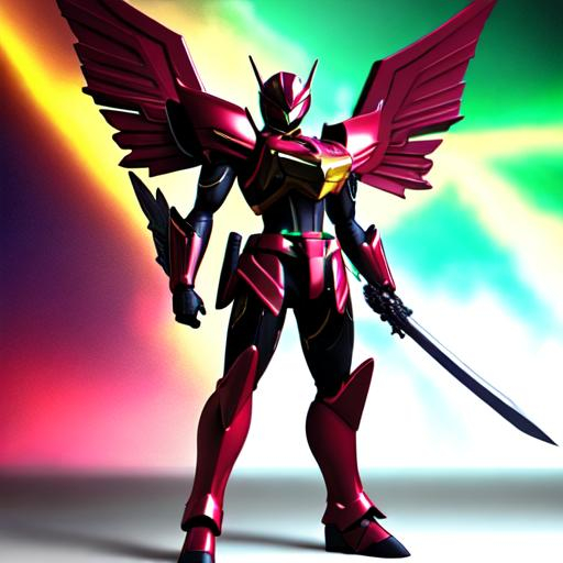 Full body photo of a Mix of Power Ranger, Kamen Ride... | OpenArt