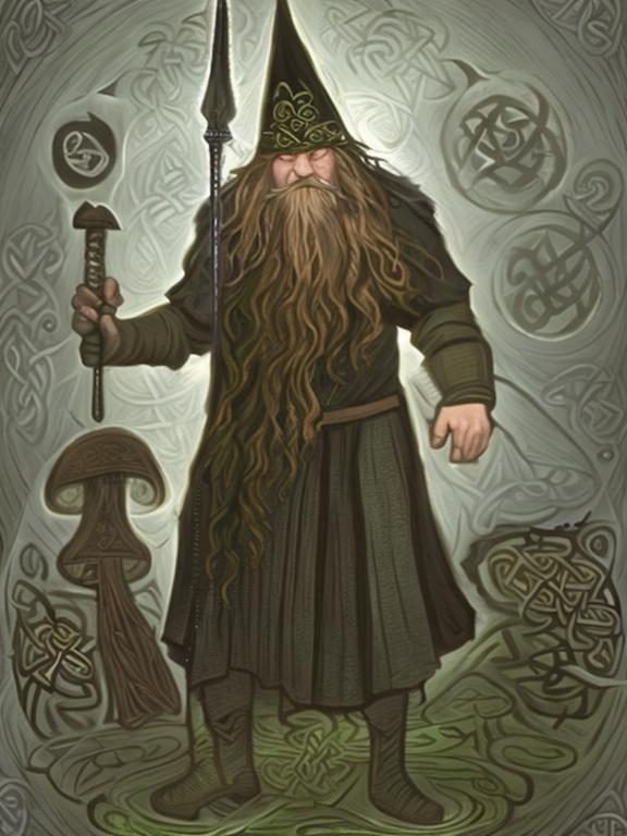 Celtic pagan warrior and wizard side by side