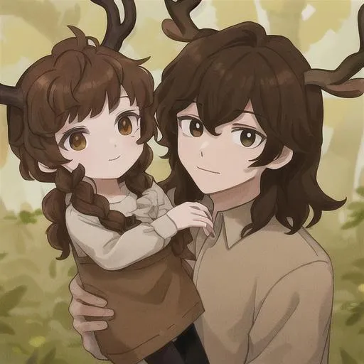 Deer boy with brown hair and deer
