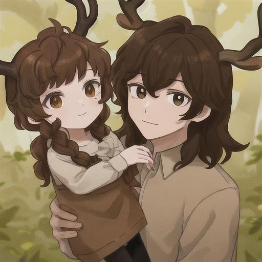 Deer boy with brown hair and deer