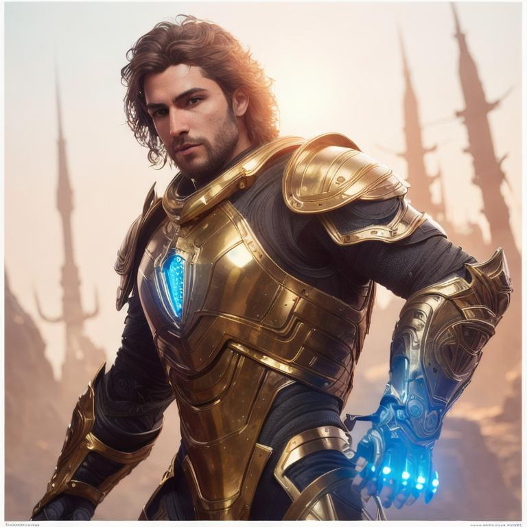 full body, hyper detailed armor, gorgeous man, god,...