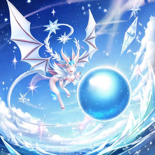 Ice Crystal Dragon flying in the sky using its Ice C... | OpenArt