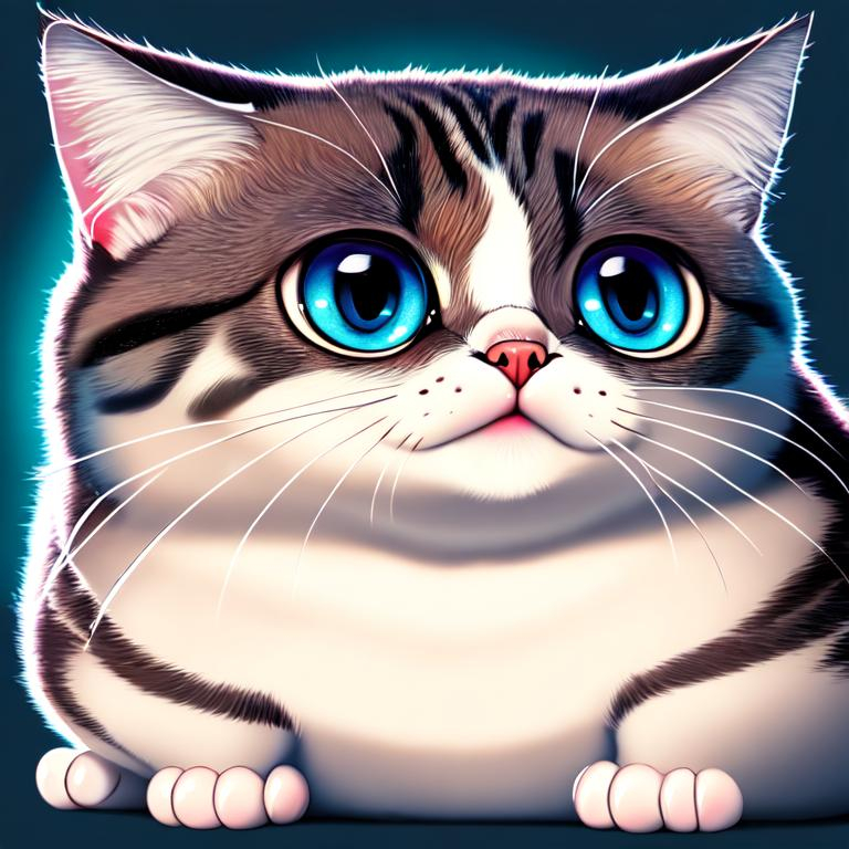chonker cat, beautiful big eyes, shiny colour, digit...