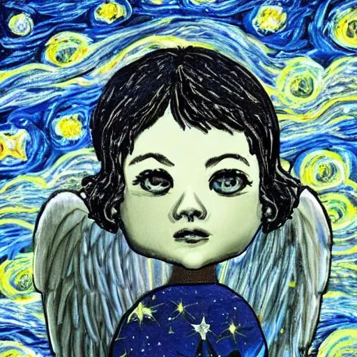 Angel in the sky on a starry night | OpenArt