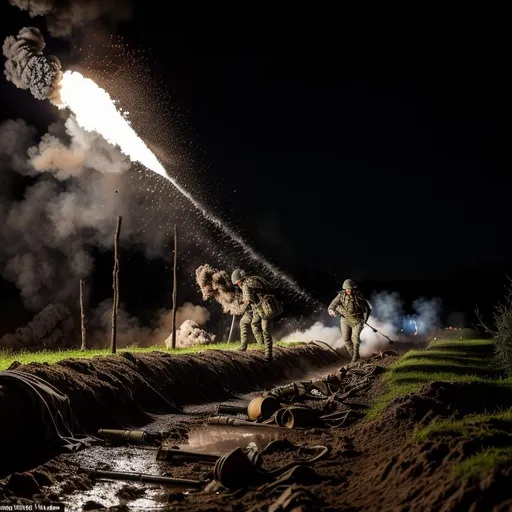 Gruesome picture of two british WW1 soldiers in a mu...