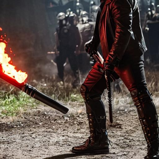 Negan Smith with baseball bat wrapped with barbed wi... | OpenArt