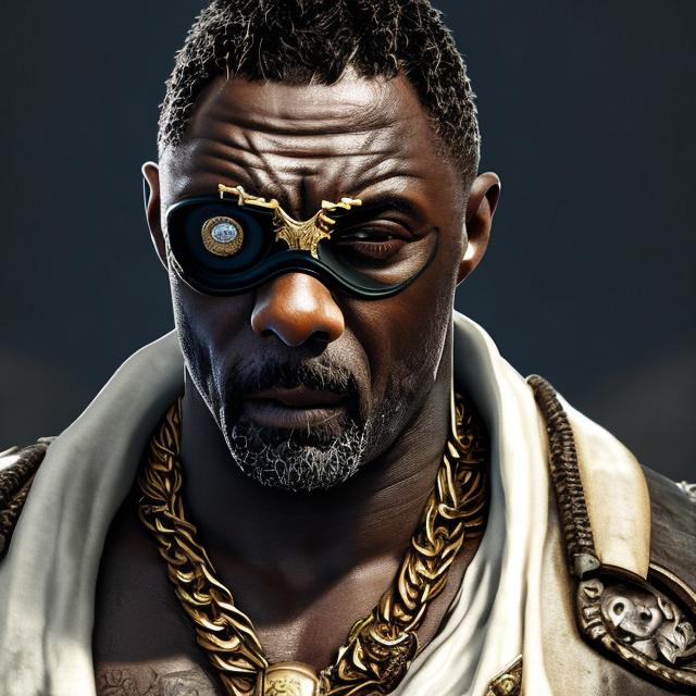 idris elba, detailed eye patch, detailed face, muscu...