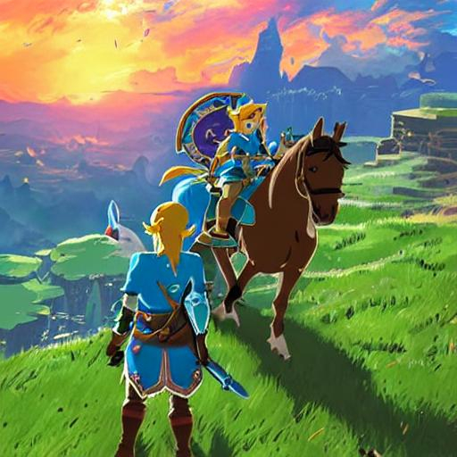 Link and Zelda from Legend of Zelda: Breath of the W... | OpenArt