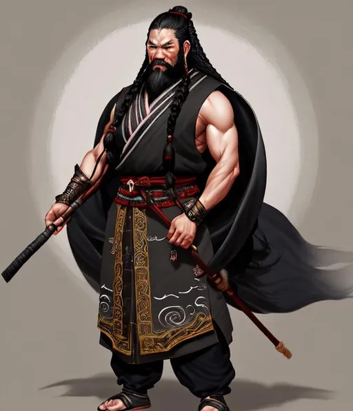 A captivating image emerges - a bearded Asian man do... | OpenArt