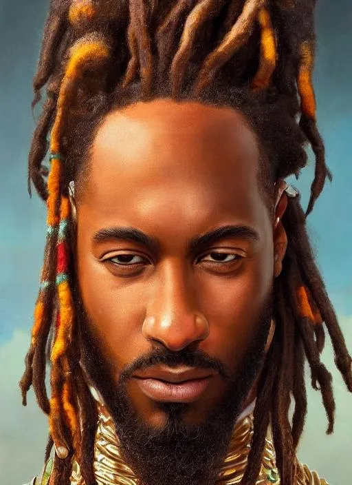 Portrait of {Rasta} with {color} dreadlock hair and... | OpenArt