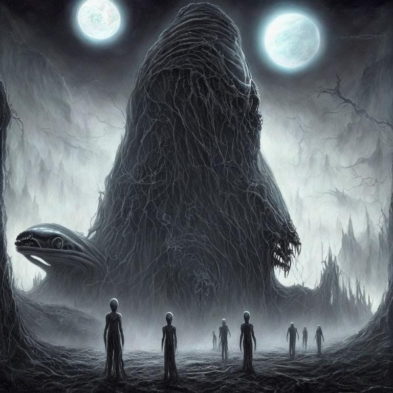 alien realm, painting, creepy, nightmare, | OpenArt