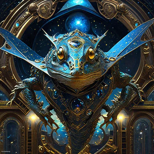 "Rococo Gothic diamond scaled cybernetic lizard gian...