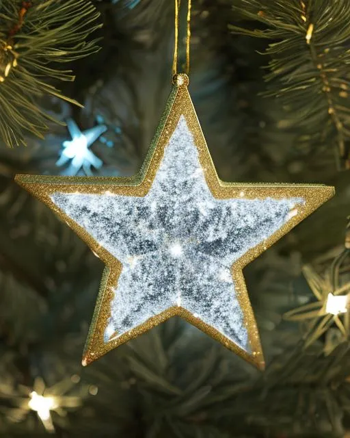 Illuminated icy star Christmas ornament, glowing, sh... | OpenArt
