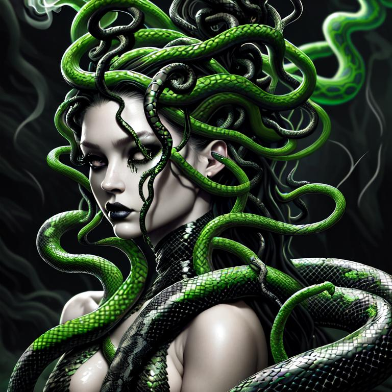 Splash Art Of Beautiful Medusa With Snake Hair Weari 