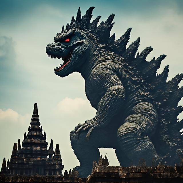 Godzilla in prambanan temple