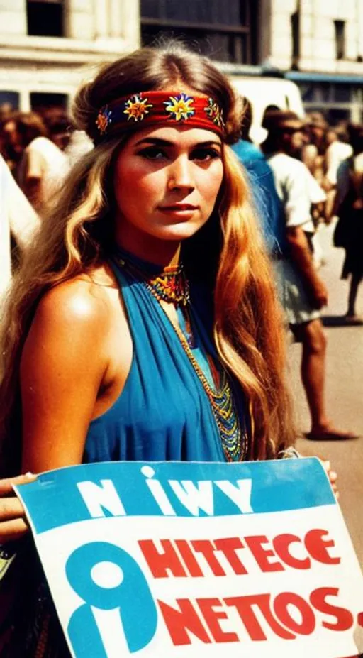 Photorealistic retro 1968 news editorial photograph,...