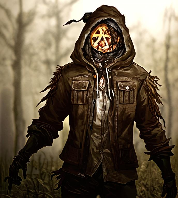 Grimdark image of a gore covered scarecrow with a ro... | OpenArt