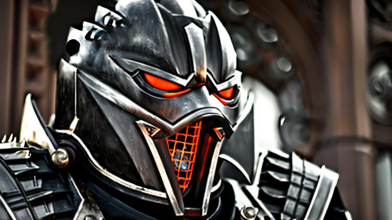 Portrait ith Lord, black metal armor, mask over mout... | OpenArt