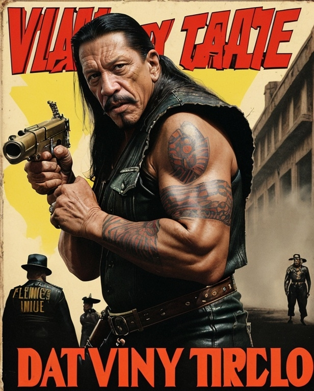 Vintage action, movie poster starring the actor Dann...