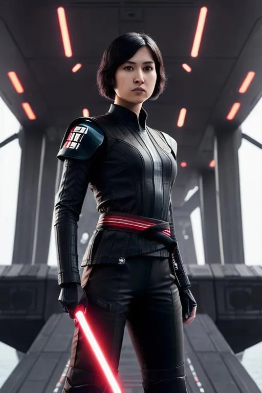 portrait of beautiful female Sith lord (Natalie Port... | OpenArt