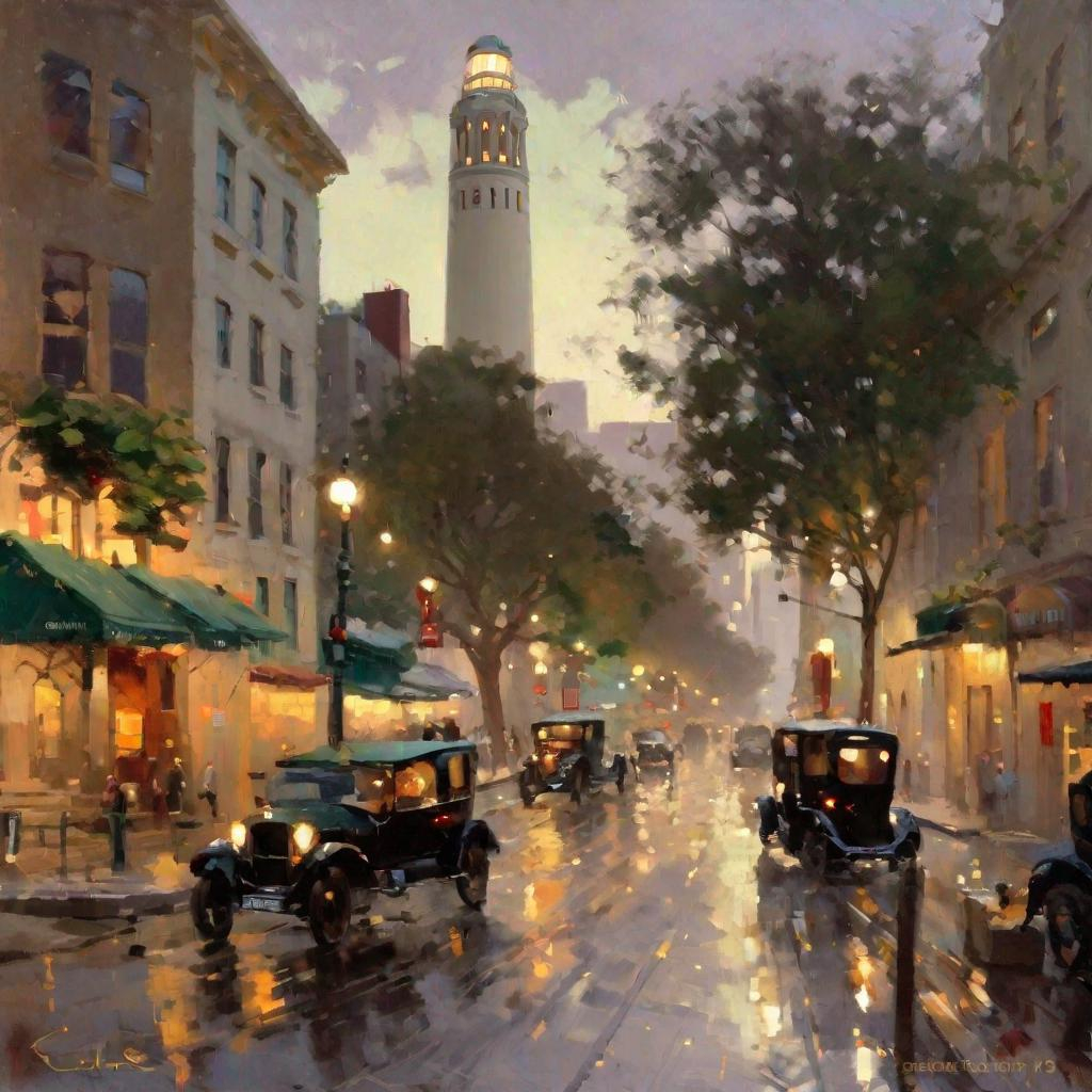 coit tower art by Edouard Cortes