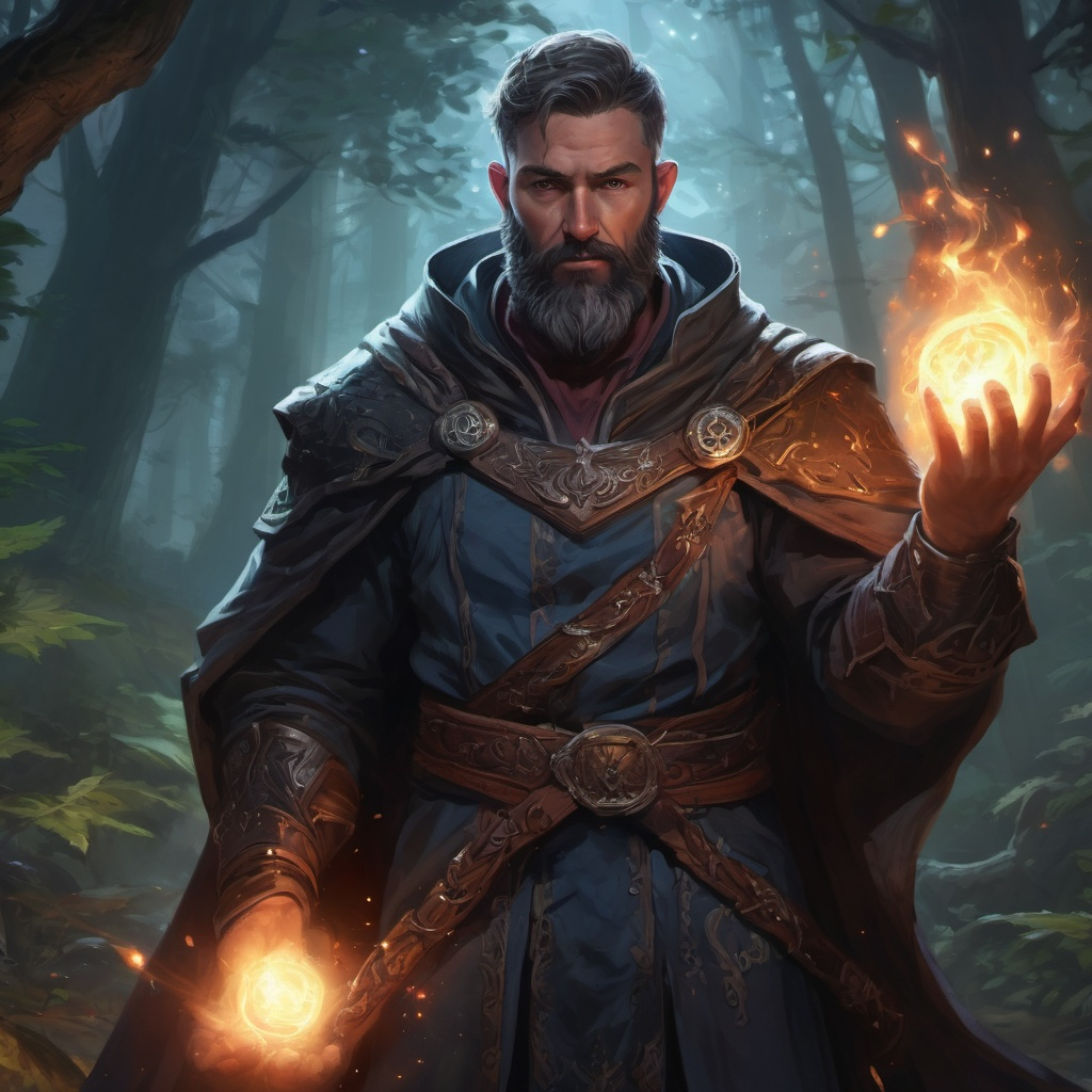 Male stocky heavy-set mature summoner with short-cut...