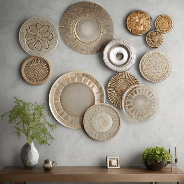 Arrange 5 circular wall plates of varying sizes in a...