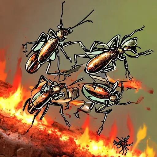 Bugs Fighting with fire | OpenArt