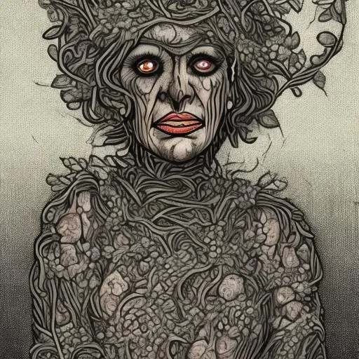 Evil hippie mycelium mushrooms person portrait | OpenArt